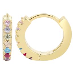 Adelia&acute;s Klappcreolen ADELIA&acute;S "Ohrringe &ndash; Klappcreole aus 925 Silber mit Zirkonia", Damen, Gr. Damen, Silber 925 (Sterlingsilber), gold, Ohrringe Klappcreolen, Zum Verschenken an Menschen, die Ihnen am Herzen liegen