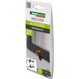 Zubeh&ouml;r-Set Windhager "zur Frontalmontage des Fliegengitters am Fensterstock, einfach Montage", schwarz, B:1cm H:2cm L:2cm, Kunststoff, Metall, Sichtschutzbefestigungen, Vorreiber-Set f&uuml;r Fenster in wei&szlig; oder anthrazit erh&auml;ltlich, 4 St&uuml;ck