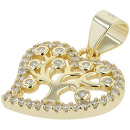 Adelia&acute;s Kettenanh&auml;nger ADELIA&acute;S "Anh&auml;nger &ndash; Herzanh&auml;nger aus 925 Silber mit Zirkonia", gold, Schmuckanh&auml;nger, Damen, Silber 925 (Sterlingsilber), Kettenanh&auml;nger, Ideal als Geschenk &ndash; dezent und elegant