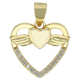 Adelia&acute;s Kettenanh&auml;nger ADELIA&acute;S "Anh&auml;nger &ndash; Fl&uuml;gel Herzanh&auml;nger aus 925 Silber", gold, Schmuckanh&auml;nger, Damen, Silber 925 (Sterlingsilber), Kettenanh&auml;nger, Zum Verschenken &ndash; passend f&uuml;r viele Anl&auml;sse