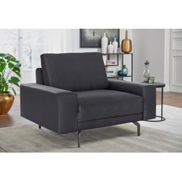 Sessel "CR.450, Designsessel, Loungesessel", schwarz (signalschwarz 534, 58), B:120cm H:85cm T:95cm, NaturLEDER OSKAR (echtes Rindsleder);Flachgewebe VICTORIA (41% Polyacryl 38% Polyester 21% Baumwolle), CREATION BY ROLF BENZ, Sessel, Sessel, Armlehne breit niedrig, Alugussf&uuml;&szlig;e in umbragrau, Breite 120 cm