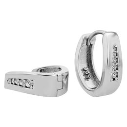 Adelia&acute;s Klappcreolen ADELIA&acute;S "Ohrringe &ndash; Klappcreole aus 925 Silber mit Zirkonia", Damen, Gr. Damen, Silber 925 (Sterlingsilber), silber, Ohrringe Klappcreolen, Perfekt als Geschenk zum Weihnachten