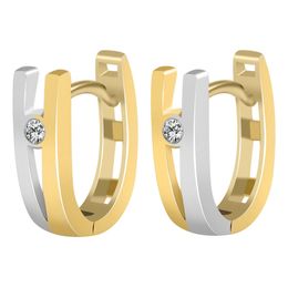Adelia&acute;s Klappcreolen ADELIA&acute;S "Ohrringe &ndash; Klappcreole aus 333 Gold mit Zirkonia", Damen, Gr. Damen, wei&szlig;, Ohrringe Klappcreolen, Perfekt als Geschenk f&uuml;r besondere Menschen