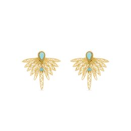 Luxenter T&uuml;rkis-Ohrringe aus 18k Gelbgold - Resiah