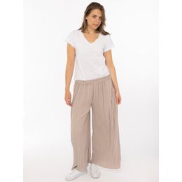 Stoffhose Zwillingsherz "Summer", Damen, Gr. N-Gr, beige, Obermaterial: 95% Polyester, 5% Elasthan, Hosen Stoffhose, Plissee-Struktur, lockerer Sitz, elastischer Bund