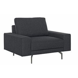 Sessel "CR.450, Designsessel, Loungesessel", grau (schwarzgrau 064, 57), B:120cm H:85cm T:95cm, NaturLEDER OSKAR (echtes Rindsleder);Flachgewebe VICTORIA (41% Polyacryl 38% Polyester 21% Baumwolle), CREATION BY ROLF BENZ, Sessel, Sessel, Armlehne breit niedrig, Alugussf&uuml;&szlig;e in umbragrau, Breite 120 cm