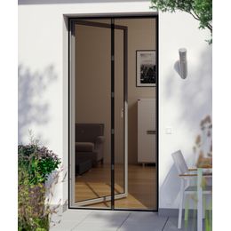Insektenschutz-Vorhang Windhager "RHINO IS, T&uuml;rvorhang mit Magnetverschluss f&uuml;r Balkon- und Terrasset&uuml;r", rahmen: schwarz gewebe: anthrazit, B:95cm H:215cm, Insektenschutzgitter, Fliegengitter-Vorhang Magnet, Gewebe 95 x 215 cm, anthrazit