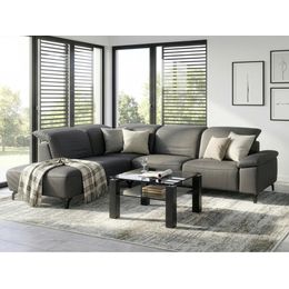 Ecksofa Musterring "MR370", grau, B:288cm H:83cm T:241cm, 100% Leder, Sofas, Ecksofa, Edles Leder in 3 Farben, Sitzkomfort nach Wahl, Ma&szlig;e 288 x 241 cm