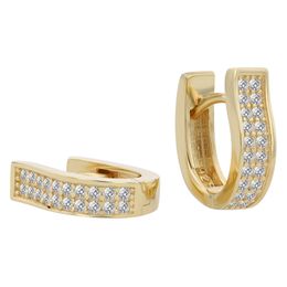 Adelia&acute;s Klappcreolen ADELIA&acute;S "Ohrringe &ndash; Klappcreole aus 925 Silber mit Zirkonia", Damen, Gr. Damen, Silber 925 (Sterlingsilber), gold, Ohrringe Klappcreolen, Ideal zum Verschenken &ndash; schlicht und stilvoll