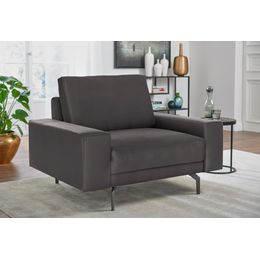 Sessel "CR.450, Designsessel, Loungesessel", braun (graubraun 534, 49), B:120cm H:85cm T:95cm, NaturLEDER OSKAR (echtes Rindsleder);Flachgewebe VICTORIA (41% Polyacryl 38% Polyester 21% Baumwolle), CREATION BY ROLF BENZ, Sessel, Sessel, Armlehne breit niedrig, Alugussf&uuml;&szlig;e in umbragrau, Breite 120 cm