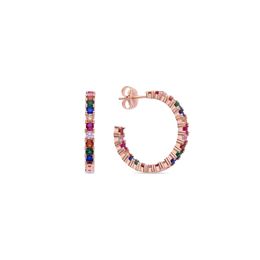 Luxenter Sterling Silber 925 Ohrringe mit mehrfarbigen Zirkonia in 18K Ros&eacute;gold - Vyamba