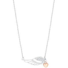 Kette mit Anh&auml;nger Amor "Fl&uuml;gel mit Herz", rosa (silber, 925, ros&eacute;goldfarben), Halsketten, Damen, Silber 925 (Sterlingsilber), L: 45, mit Zirkonia (synth.)