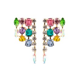Luxenter Ohrringe mit mehrfarbigem Kristall 18k goldfarben - Shamwa