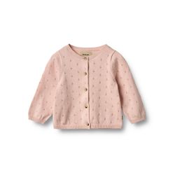 Strickjacke Wheat "Wheat Knit Cardigan Maia", M&auml;dchen, Gr. 62, powder, 100% Baumwolle (Bio), unifarben, normal, Rundhals, Strickjacken Strickjacke
