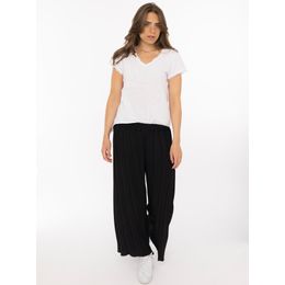 Stoffhose Zwillingsherz "Summer", Damen, Gr. N-Gr, schwarz, Obermaterial: 95% Polyester, 5% Elasthan, Hosen Stoffhose, Plissee-Struktur, lockerer Sitz, elastischer Bund