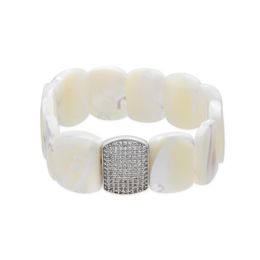 Luxenter Armband in Silberoptik und wei&szlig;em Perlmutt &ndash; Nawar