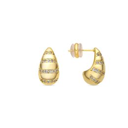 Luxenter Ohrringe mit 18-kar&auml;tiger Gelbgold-Finish und funkelnden Zirkonia-Steinen &ndash; Thora
