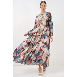 Gemustertes V-Ausschnitt Maxikleid