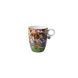 Tasse Goebel "Romero Britto - Falling", bunt, B:9cm H:11cm, Fine China-Porzellan, Trinkgef&auml;&szlig;e, Tasse, F&uuml;llmenge 0,4l