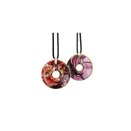 Kette mit Anh&auml;nger Goebel "Louis Comfort Tiffany - Pfingstrosen", bunt, Messing Nylon Porzellan, L: 58, Messing, Nylon, Porzellan, Halsketten, Mit aufw&auml;ndiger Echtgoldauflage