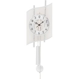 Pendelwanduhr AMS "H306", silber (silberfarben), Wanduhren, B/H/L: 23cm x 9cm x 44cm, Mechanische Uhr,Handaufzug,Made in Germany,Esszimmer,Wohnzimmer