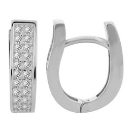 Adelia&acute;s Klappcreolen ADELIA&acute;S "Ohrringe &ndash; Klappcreole aus 925 Silber mit Zirkonia", Damen, Gr. Damen, Silber 925 (Sterlingsilber), silber, Ohrringe Klappcreolen, Perfekt zum Verschenken an besondere Menschen