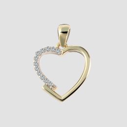 Adelia&acute;s Kettenanh&auml;nger ADELIA&acute;S "Anh&auml;nger &ndash; Herz Herzanh&auml;nger aus 375 Gold mit Zirkonia", gold, Schmuckanh&auml;nger, Damen, Gelbgold 375, Kettenanh&auml;nger, Ideal als Geschenk &ndash; dezent und elegant