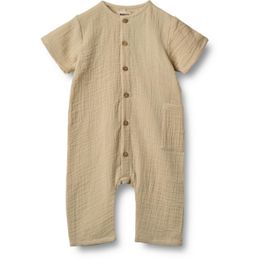 Jumpsuit Wheat "Wheat Strampelanzug Alex", M&auml;dchen, Gr. 86, soft sand, 100% Baumwolle (Bio), unifarben, normal, Rundhals, Overalls Jumpsuit