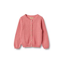 Strickjacke Wheat "Wheat Knit Cardigan Magnella", M&auml;dchen, Gr. 116, rosa (soft pink), 100% Baumwolle (Bio), unifarben, normal, ohne Ausschnitt, Strickjacken Strickjacke