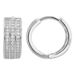Adelia&acute;s Paar Creolen ADELIA&acute;S "Ohrringe &ndash; Creole aus 925 Silber mit Zirkonia", Damen, Gr. Damen, Silber 925 (Sterlingsilber), silber, Ohrringe, Sch&ouml;ne Geschenkidee zum Geburtstag