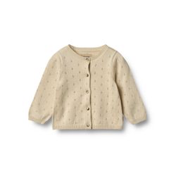 Strickjacke Wheat "Wheat Knit Cardigan Maia", M&auml;dchen, Gr. 74, sandshell, 100% Baumwolle (Bio), unifarben, normal, Rundhals, Strickjacken Strickjacke