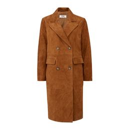 Ledermantel RICANO "Ledermantel Monique", Damen, Gr. L, braun (cognac (velour)), Obermaterial: 100% Lammnappaleder LANA. Futter: 100% Polyester PES., normal, V-Ausschnitt, M&auml;ntel, Handgefertigt aus echtem Leder