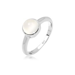 Fingerring Elli "mit Mondstein rund 925 Sterling Silber" Gr. 52, wei&szlig;, Fingerringe, Damen, 52mm,mit Steinen, Silber 925 (Sterlingsilber), 2mm, Fingerring