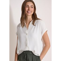 Hemdbluse Cecil, Damen, Gr. L (42), vanillewei&szlig;, Web, Obermaterial: 100% Viskose, gemustert, bequem h&uuml;ftlang, Blusen Hemdbluse, Sommerbluse, Kurzarm, weich flie&szlig;ende Viskose