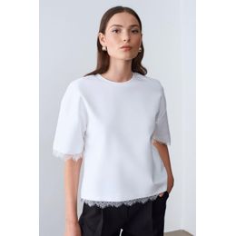 Damen Baumwoll-Elasthan Rundhals T-Shirt
