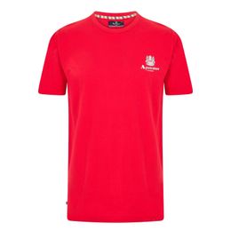 Aquascutum - "London" T-Shirt f&uuml;r Herren, Rundhalsausschnitt (Rot/Wei&szlig;)