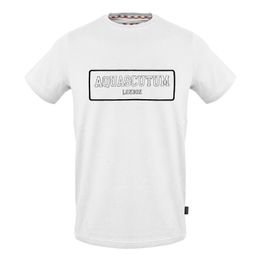 Aquascutum - T-Shirt f&uuml;r Herren/Damen Unisex, Rundhalsausschnitt (Wei&szlig;)