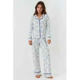 Blumenmuster Langarm Loungewear Pyjama Set