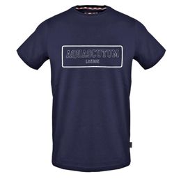 Aquascutum - T-Shirt f&uuml;r Herren/Damen Unisex, Rundhalsausschnitt (Marine)