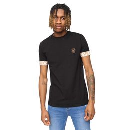 SikSilk - "Tech" T-Shirt f&uuml;r Herren, &Auml;rmel mit Markenschriftzug (Schwarz)