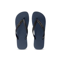 Uzurii Silberne kleine Flip-Flops, marineblau