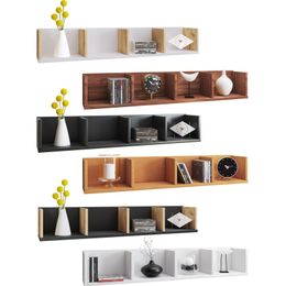 Vcm Holzregal h&auml;ngend platzsparendes Regal Ma&szlig;e: H. 15 x B. 97 x T. 17 cm Elegantes Regal h&auml;ngend Aufbewahrungsregal B&uuml;cherregal Wandboard - Honsa