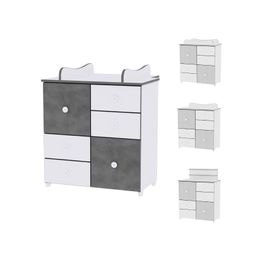 Lorelli Kommode Cupboard 83 x 71 x 96 cm, 4 Schubladen, 2 T&uuml;ren mit Regalboden in wei&szlig; und dunkelgrau