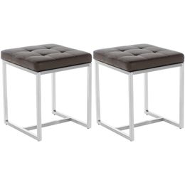 CLP 2er Set Edelstahl-Sitzhocker Barci Kunstleder I Moderne Hocker Mit Hochwertiger Polsterung Und Bodenschonern In Vielen Farben