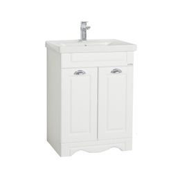 Vcm 2-tlg. Waschplatz Waschtisch Breite 60 cm Badm&ouml;bel Set mit Landhaus Styl Waschbecken aus Keramik Landhaus Casalo L