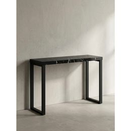 KADIMA DESIGN Konsolentisch &ndash; Marmoroptik Schwarz, 120x40x76 cm, Hochglanz, Metallbeine