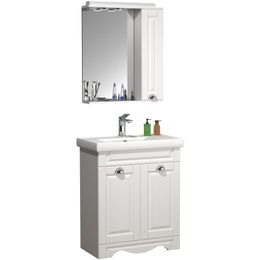 Vcm 3-tlg. Waschplatz Waschtisch Unterschrank 60 cm Badm&ouml;bel Set mit Waschbecken und Spiegelschrank Landhaus Komplettset Casalo L