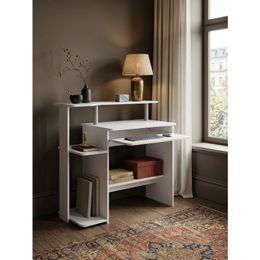 KADIMA DESIGN Schreibtisch &ndash; Wei&szlig;, 94x90,5x48,5 cm, Tastaturauszug, kompakt, mit Druckerablage