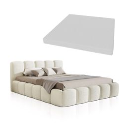 Juskys Polsterbett Catania - Bubble Design & gepolstert, inkl. Matratze - 180 x 200 cm - Creme