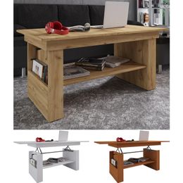 Vcm Holz Couchtisch schlicht Ma&szlig;e ca. H. 52 x B. 115 x T. 58 cm Wohnzimmertisch - Kobila h&ouml;henverstellbar ausziehbar